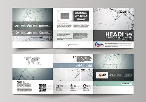 Business templates for tri fold square design brochures. Leaflet cover ...
