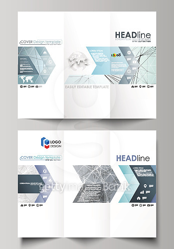 Tri-fold brochure business templates on both sides. Abstract vector ...