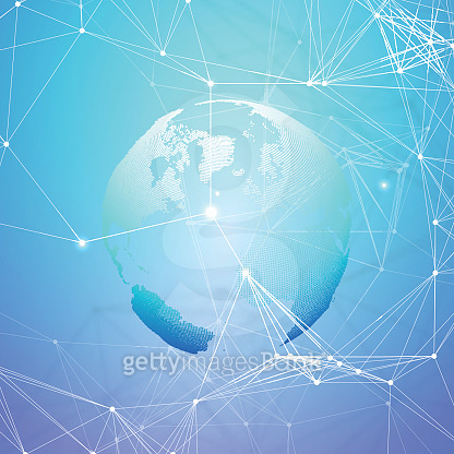 Abstract futuristic network shapes. High tech HUD background, connecting lines and dots ...