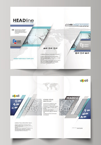 Tri-fold brochure business templates on both sides. Abstract vector ...