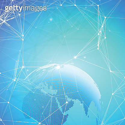 Abstract futuristic network shapes. High tech HUD background, connecting lines and dots ...