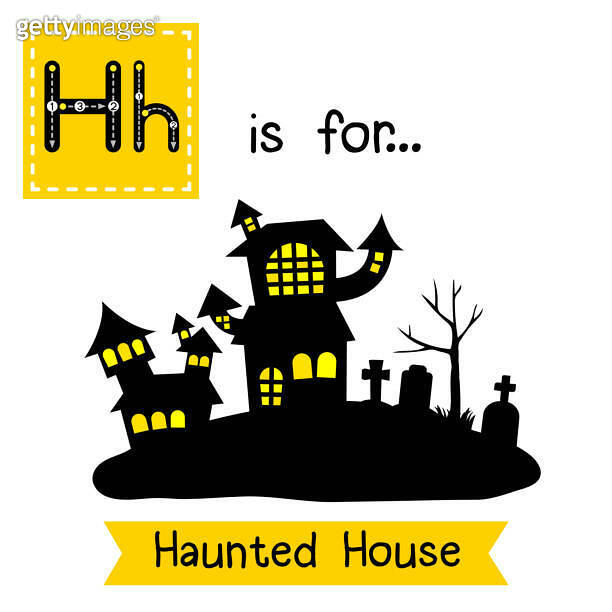 Letter H tracing. Haunted House (867658120) 일러스트, 무료 일러스트 - 게티이미지뱅크