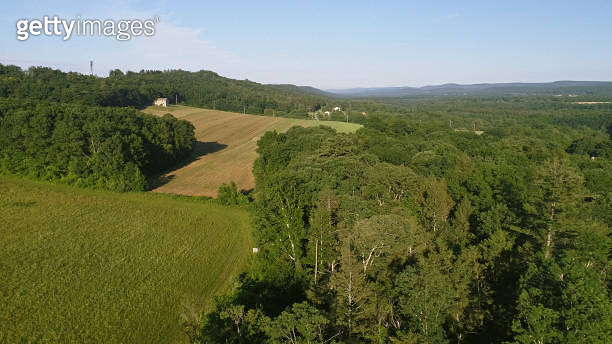 The scenery aerial view of Poconos, Monroe County, Pennsylvania. The ...