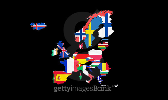 European Free Trade Association EFTA 3d render in map (827555058) - 게티이미지뱅크