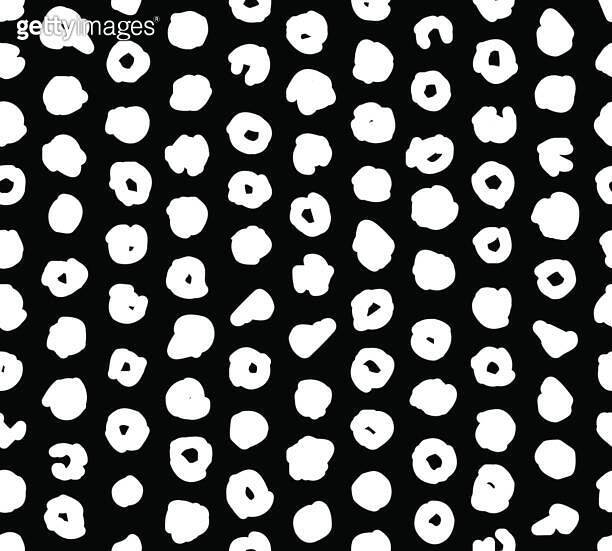 Seamless abstract pattern with grid of white spots on black background ...