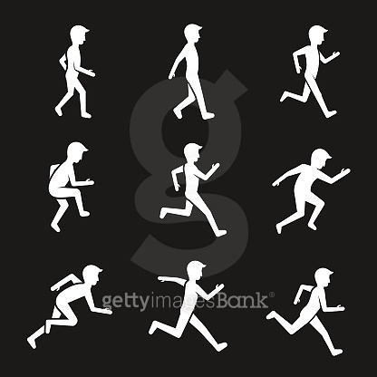 Motion activity figure icons. Human actions like walking and running ...