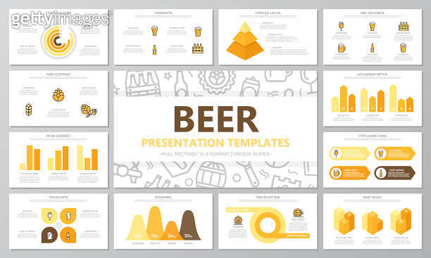 Set of beer and bar, pub elements for multipurpose presentation ...