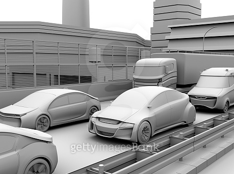 Clay model rendering of traffic jam on a highway 이미지 (689508170) - 게티이미지뱅크