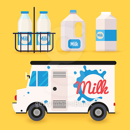 Dairy milk delivery service and milk bottles, packing. Local delivery ...