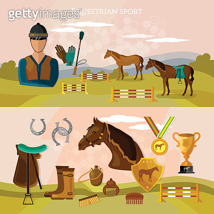 Equestrian sport banner professional jockey club horse racing banner ...