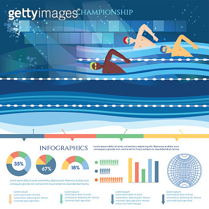 Swimming competition infographic professional water sports. Swimmers ...