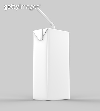 Blank Packet Carton Juice & milk pack with straw White Realistic ...