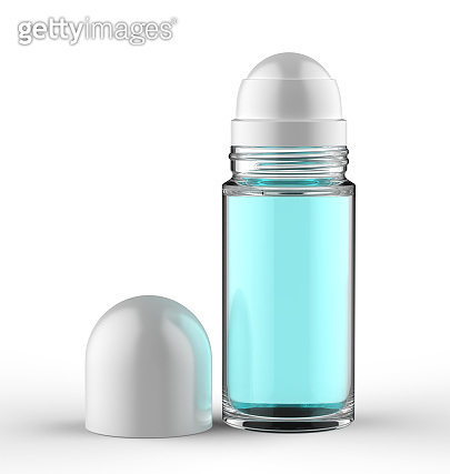 Blank open glass bottle Roll-On Deodorant Mock up. 3d render ...