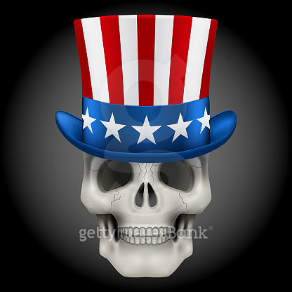 Human skull with Uncle Sam hat on head 이미지 (657351352) - 게티이미지뱅크