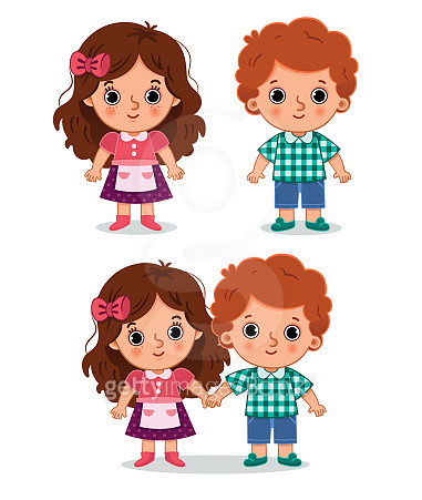 Cartoon Characters of Siblings 이미지 (696268732) - 게티이미지뱅크