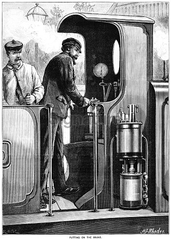 Victorian drivers on the footplate of a steam engine (673155636) - 게티이미지뱅크