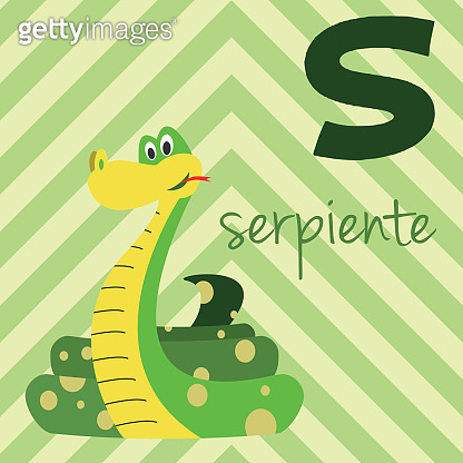 Cartoon zoo alphabet with animals. Spanish name: S for Serpiente ...
