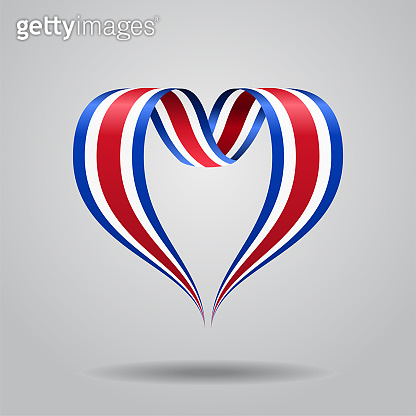 Costa Rican flag heart-shaped ribbon. Vector illustration. (873818344 ...