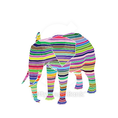 Abstract striped elephant. Isolated on white background. Vector ...