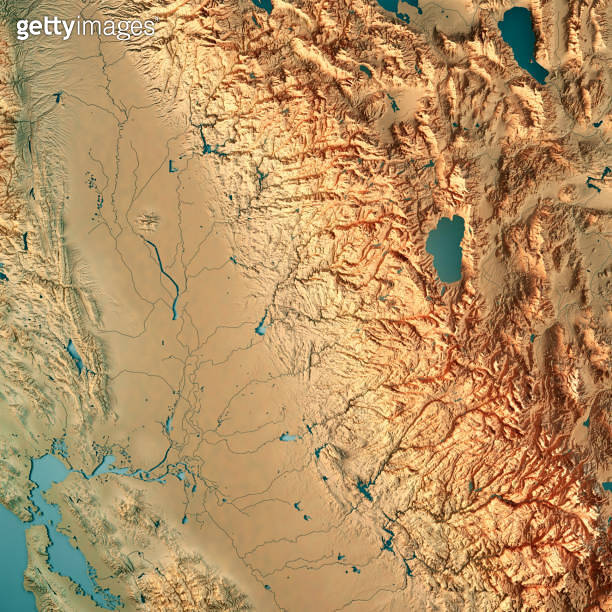 Greater Sacramento Area California USA 3D Render Topographic Map ...