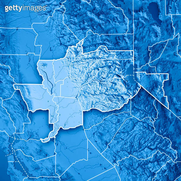 Greater Sacramento Area California USA 3D Render Topographic Map Blue ...