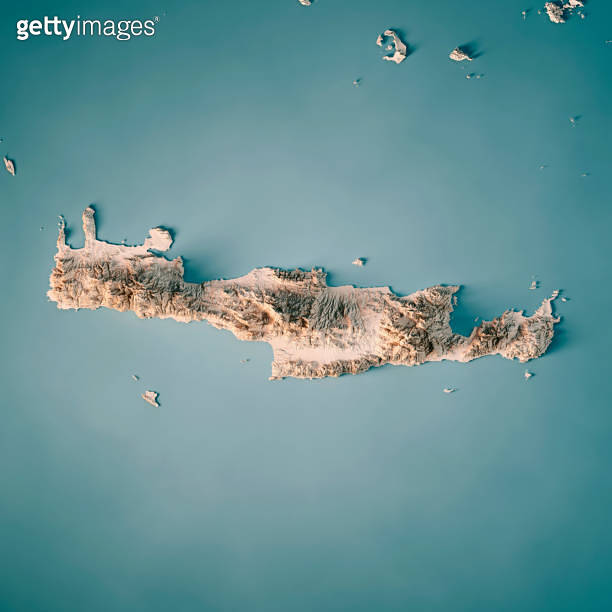 Crete Island Greece 3D Render Topographic Map Neutral 이미지 (834399900 ...