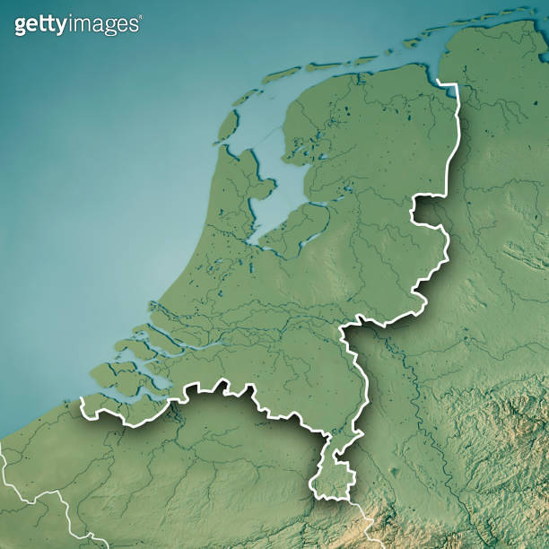 Netherlands Country 3D Render Topographic Map Border (827880338) - 게티이미지뱅크