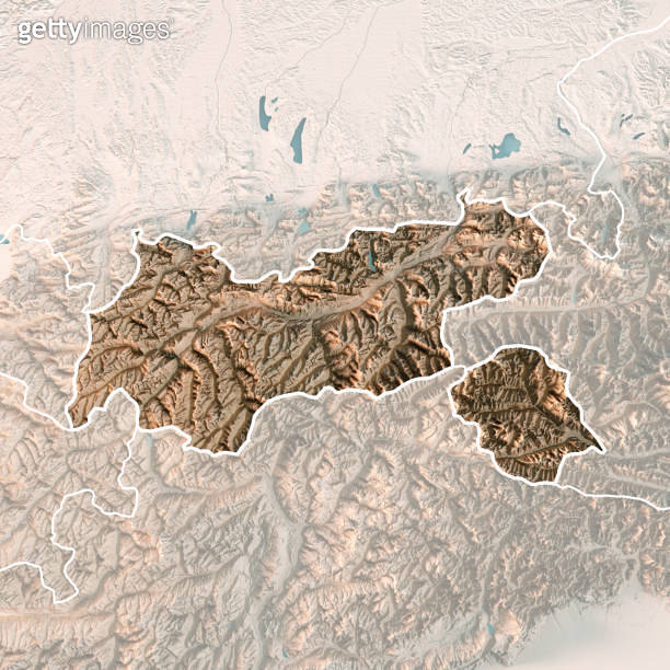 Tirol Bundesland Austria 3D Render Topographic Map Neutral Border Fade ...