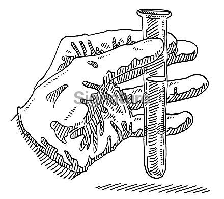 Hand Holding Test Tube Drawing 이미지 (888106488) - 게티이미지뱅크