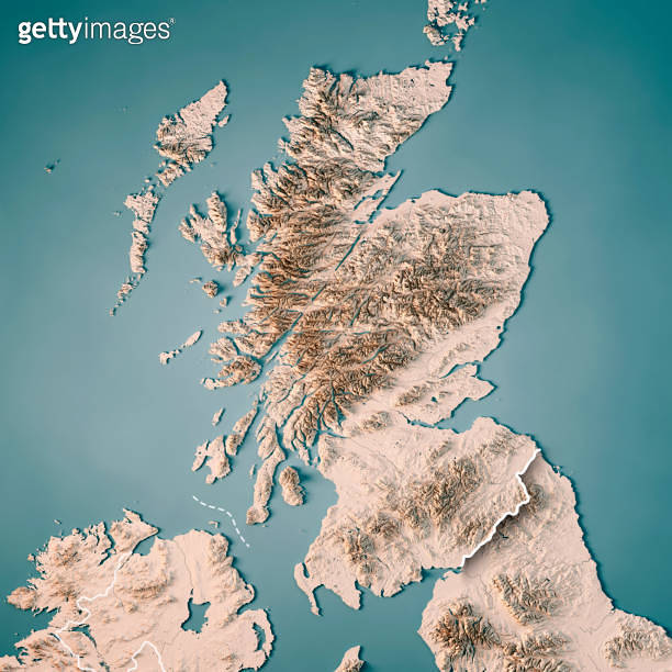 Scotland Country 3D Render Topographic Map Neutral Border (837328264 ...