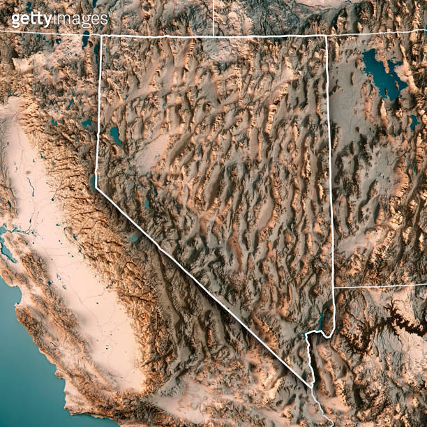 Nevada State USA 3D Render Topographic Map Neutral Border (852674166 ...