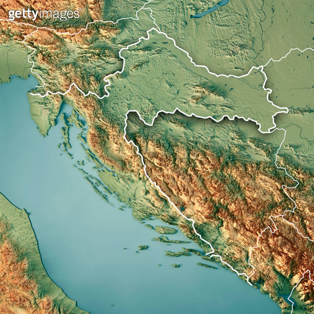 Croatia Country 3D Render Topographic Map Border (829489722) - 게티이미지뱅크