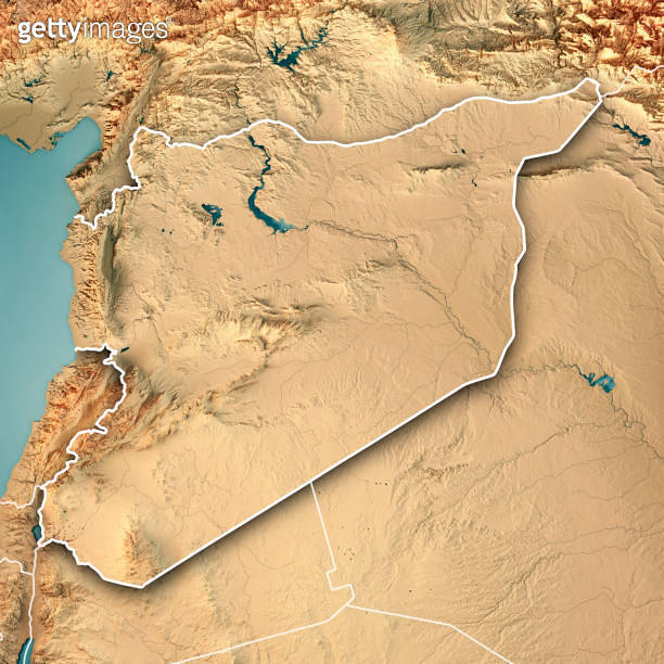 Syria Country 3D Render Topographic Map Border (839120974) 일러스트, 무료 ...