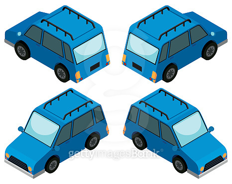 Blue van from four different angles 이미지 (680117558) - 게티이미지뱅크