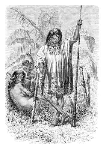 Couple of native american tribe of Conibo in Peru 1864 이미지 (700856114 ...