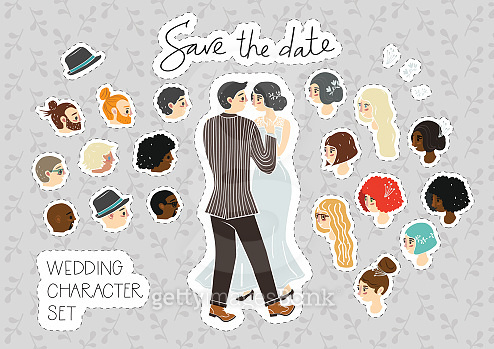 Wedding character set for personalization and creation of portraits for ...