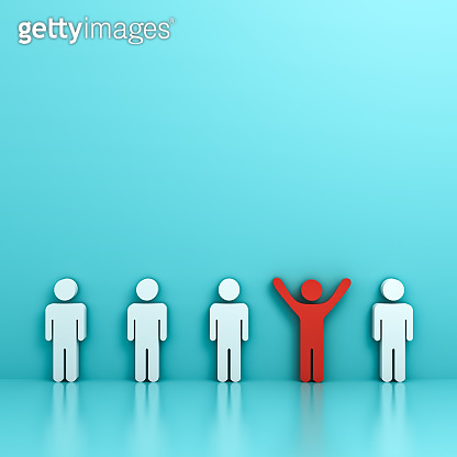 Stand out from the crowd and different creative idea concept , One red ...