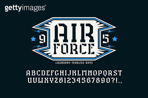 Stencil-plate serif font and air force emblem 이미지 (874290116) - 게티이미지뱅크
