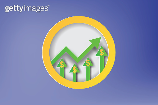Paper art of Dollar sign Price Increase Graph Icon.Business concept ...