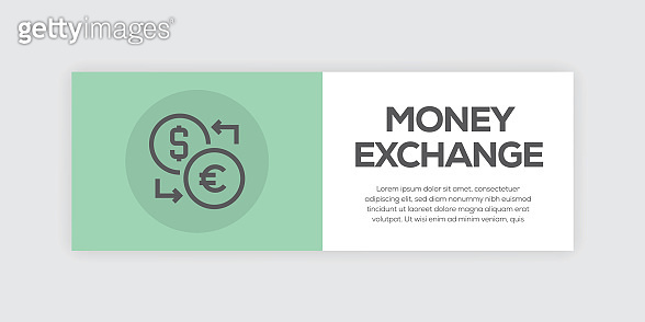 Money Exchange Line Infographic Web Banner (896216348) - 게티이미지뱅크