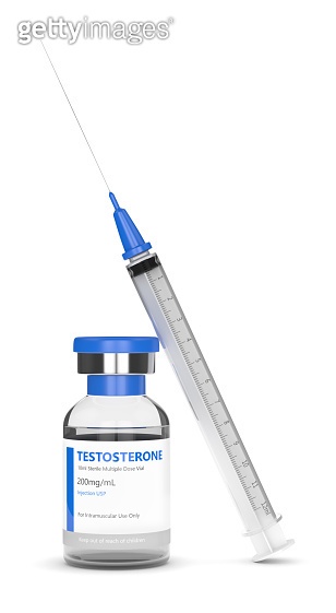 3d render of testosterone injection vial with syringe (883072290) - 게티이미지뱅크