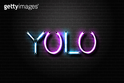Vector realistic isolated neon sign of Yolo lettering for decoration ...