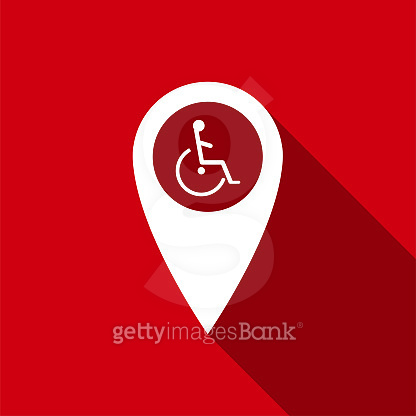Disabled Handicap icon in map pointer. Invalid symbol icon isolated ...
