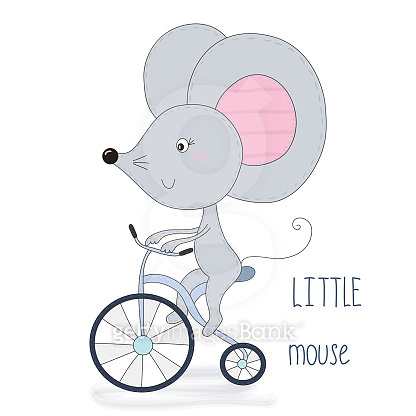 Cute little mouse riding a bicycle (654036170) 일러스트, 무료 일러스트 - 게티이미지뱅크
