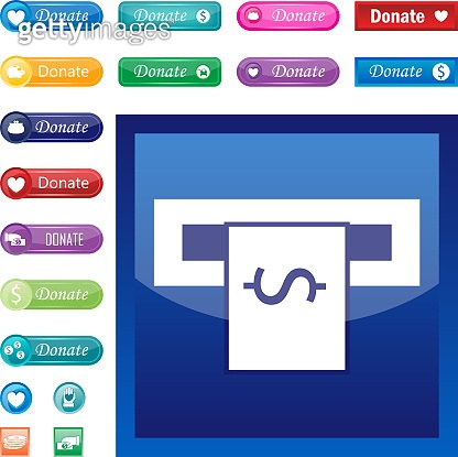 Colorful website donate buttons design vector illustration glossy ...