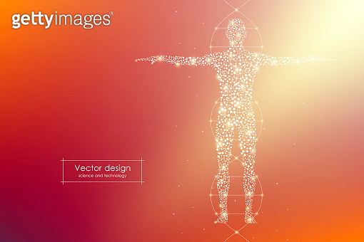 Abstract human body with molecules DNA. Medicine, science and ...