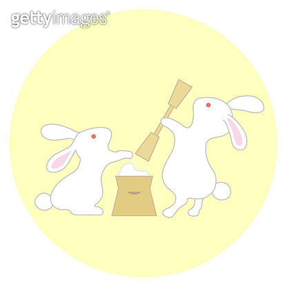 rabbits making rice cake at moonlight party 이미지 (900176094) - 게티이미지뱅크