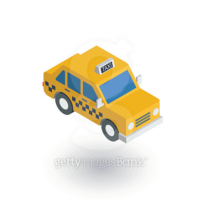 Yellow taxi car isometric flat icon. 3d vector 이미지 (648532824) - 게티이미지뱅크
