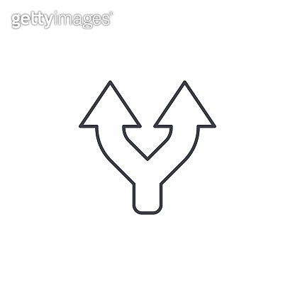 Junction, Separation, Two paths, ways thin line icon. Linear vector ...