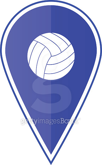 Blue map pointer with volleyball ball. Vector illustration (653843792 ...